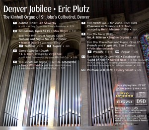 Denver Jubilee (Audio CD) Eric Plutz - Pro Organo